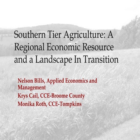 Southern Tier Agriculture: A Regional Resource and a Landscape in ...