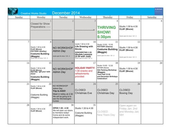 August 2015 Program Calendar | PPT