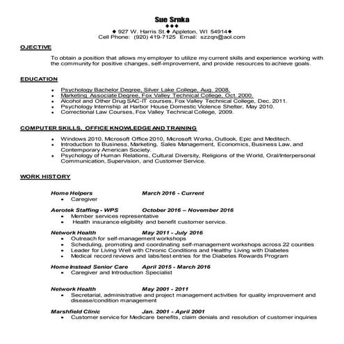 December 2016 resume short version | DOCX | Medical Health