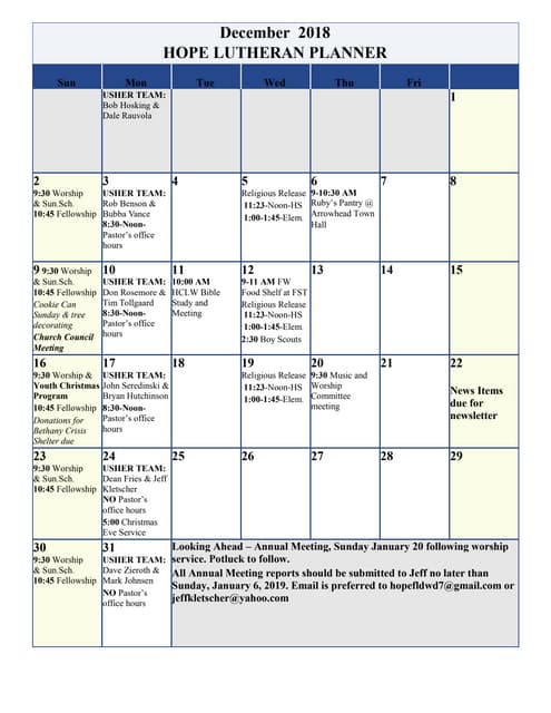 June 2017 Calendar of Events | PDF