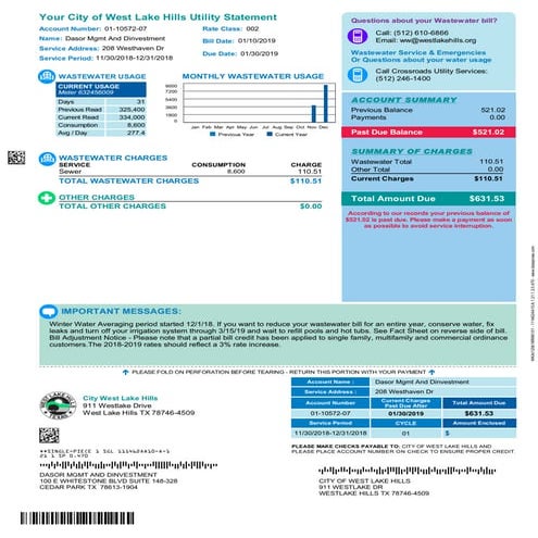 December 2018 waste water bill | PDF