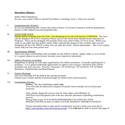 December meeting minutes | DOCX