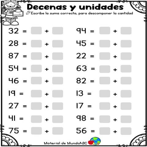 Hoja De Trabajo Para Reagrupar Decenas Y Unidades