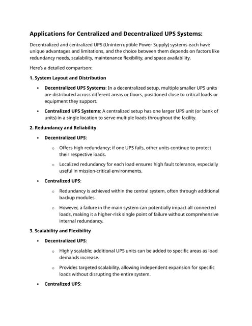 Modular UPS VS Conventional UPS for server room and Data center load | PDF