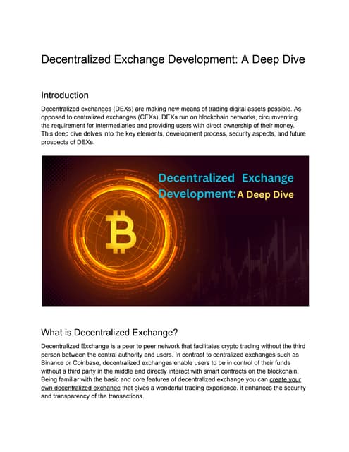 Decentralized Exchange Development - Everything about DEX | PDF | Financial Industry | Industries