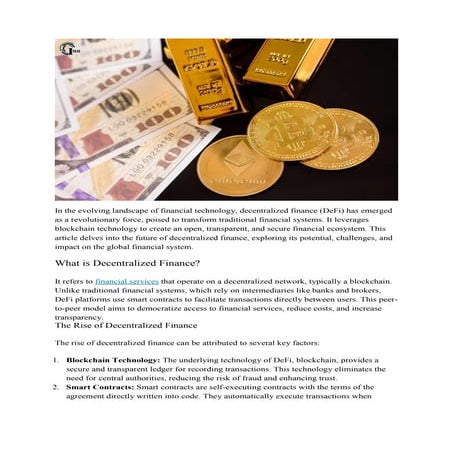 What is Decentralized Finance? | Benefits, Challenges & Impacts | Insider Market Research | PDF