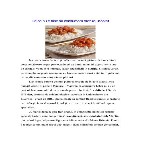 De ce nu e bine să consumăm orez reîncălzit | DOC
