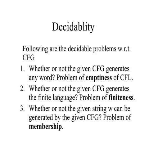 decidability context free grammar in automata | PPT