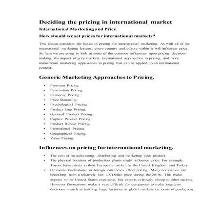 International pricing strategy | PPTX