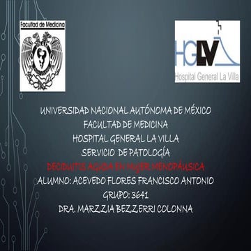 Deciduitis aguda en mujer menopáusica. Presentación de un caso | PDF