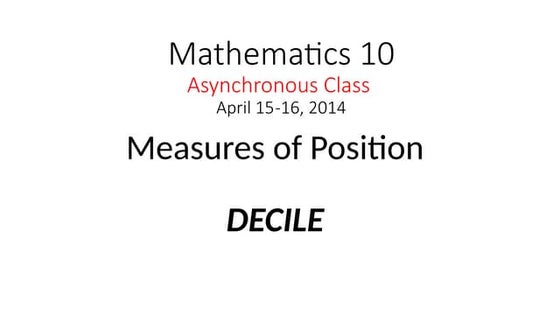 Deciles & Quartiles - Point Measures | PPT