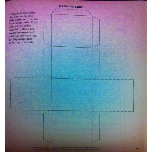 Decimals cube template | PDF