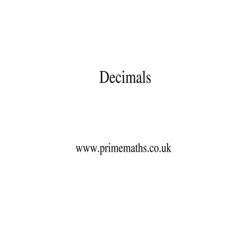Decimals (www.primemaths.co.uk) | PDF