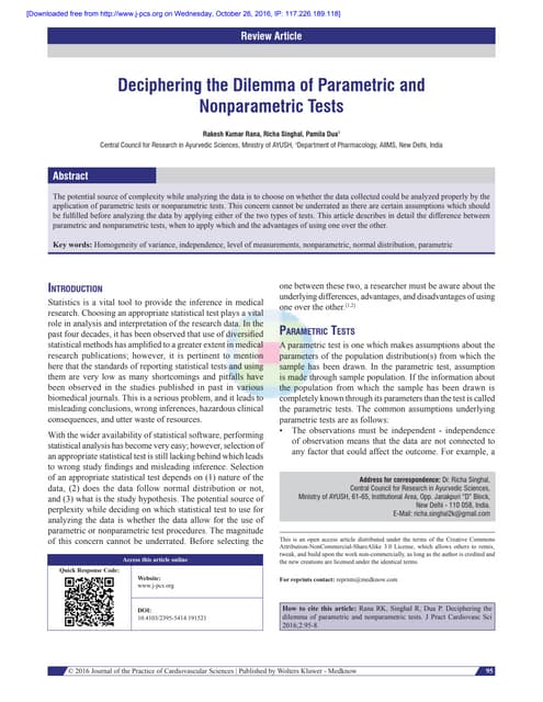 Parametric and nonparametric test | PPTX