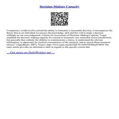 Decision-Making Capacity | PDF