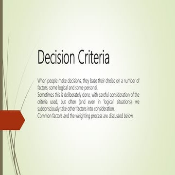 Decision criteria | PPTX