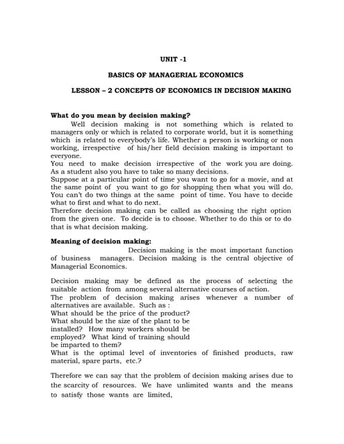 economics and decision making | PDF