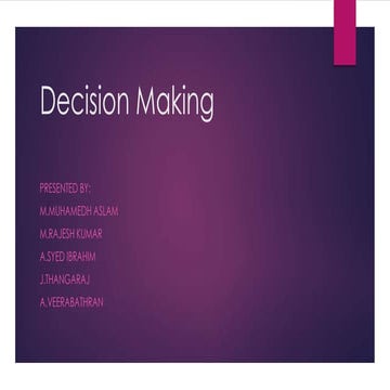 Decision making | PPTX | Business Administration | Business