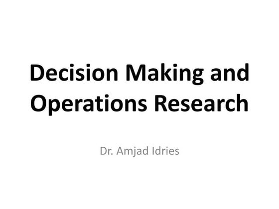 Decision making and problem solving | PPTX