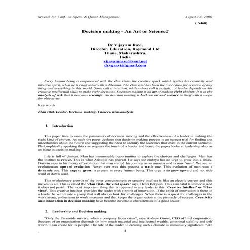 Decision making an art or science | PDF
