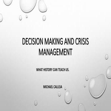 Decision making and crisis management | PDF