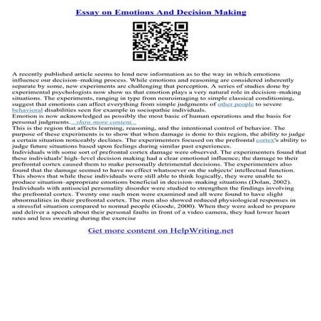 Decision Making Essay | PDF