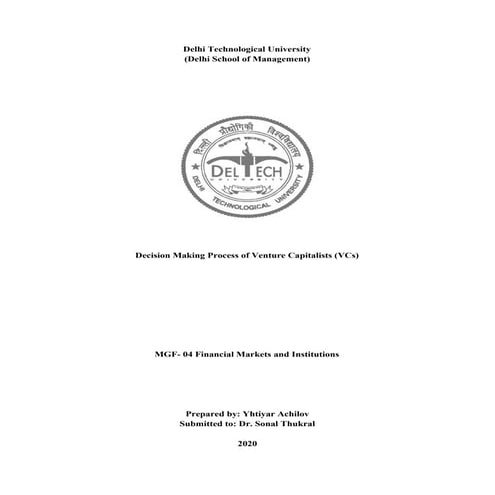 Decision making process of venture capitalists (v cs) | PDF
