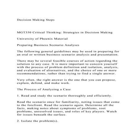 Decision Making StepsMGT350 Critical Thinking Strategies .docx