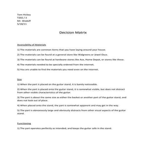 Decision matrix | PDF