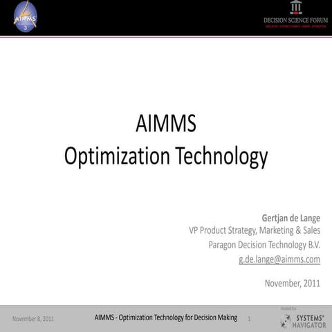 AIMMS product presentation | PDF