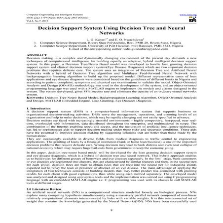 Decision Support System Using Decision Tree And Neural Networks Pdf Computer Software And