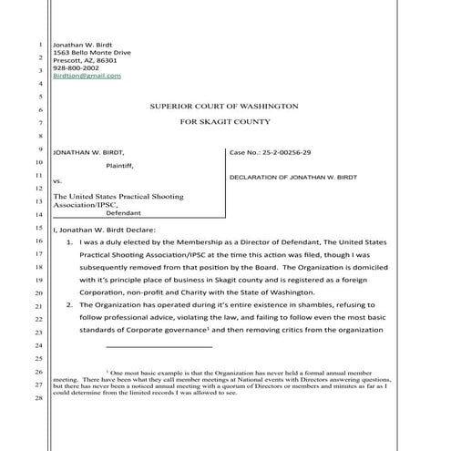 Kim Williams v USPSA - Declaration of Bruce Gary | PDF