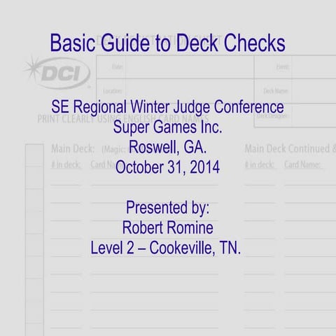 Basic Guide to Deck Checks | PPT