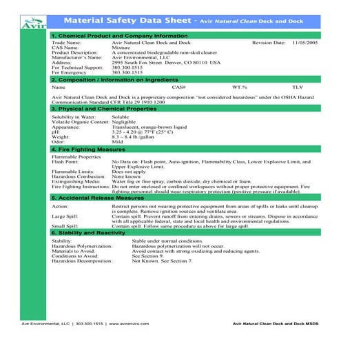 Deck dock msds | PDF