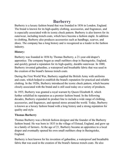 Burberry Power Point | PPT