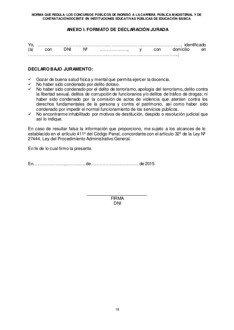 Declaracion Jurada Modelo Formato Word Y Pdf Images
