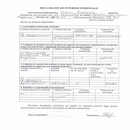 Declaraţie de interese personale Ludmila Guzun | PDF