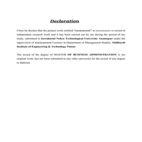 Declaration | DOCX | Graduation | Personal Celebrations & Life Events