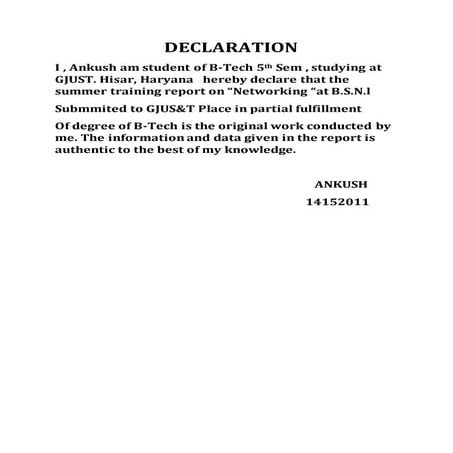 Declaration OF B.S.N.L | DOCX