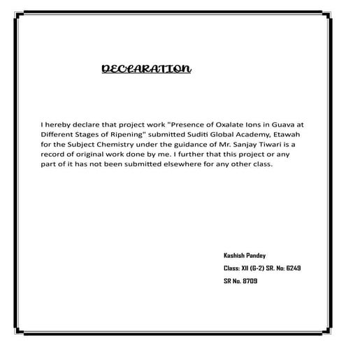 Chemistry Investigatory Project - CBSE Class 12 | PDF