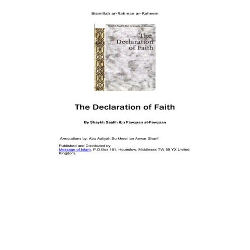 Declaration of Faith | PDF