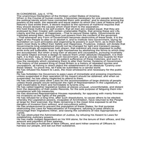 The Declaration Of Independence | PPT