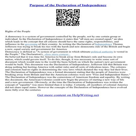 Declaration Of Independence Essay | PDF