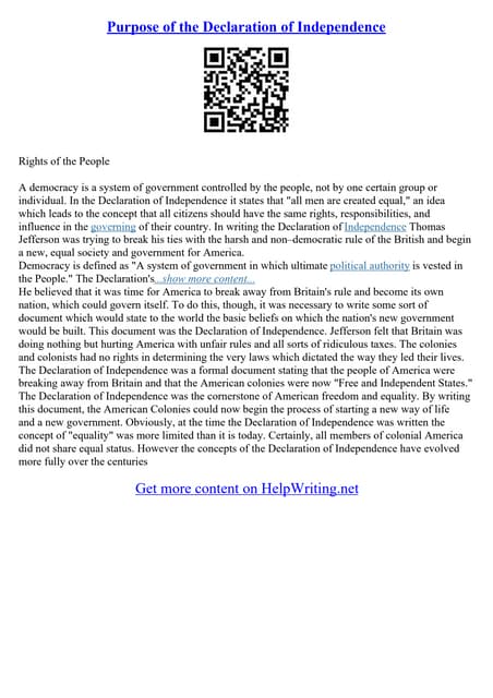 Essays On The Declaration Of Independence | PDF | Political Issues & policy | Politics