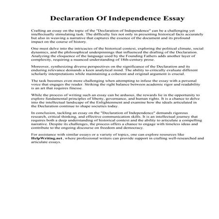 Declaration Of Independence Essay.pdf | Homework and Study | Education