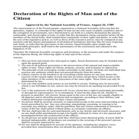 Declaration of the rights of man and of the citizen | PDF