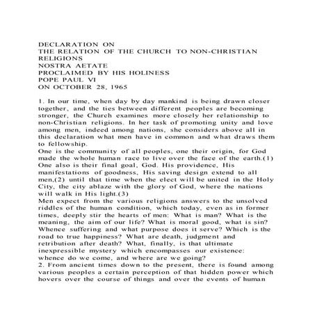 DECLARATION ON THE RELATION OF THE CHURCH TO NON-CHRISTIAN RELIG | PDF
