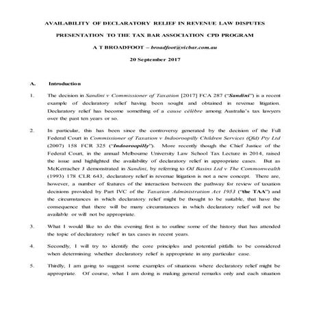 Declaratory Relief in Tax Litigation Seminar 200917 | PDF