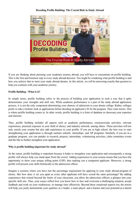 Top 10 Profile Building Tips for Your Dream University Admission.pptx ...