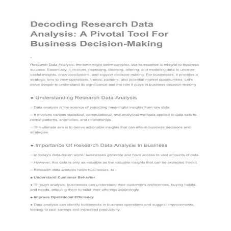 Data-Driven Decisions: Unraveling Business Insights Through Research ...